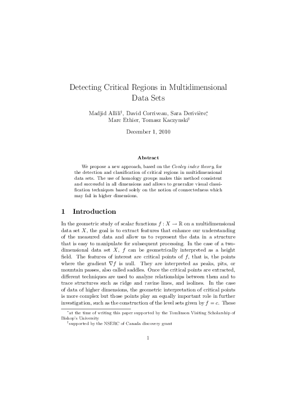 (PDF) Detecting critical regions in multidimensional data sets