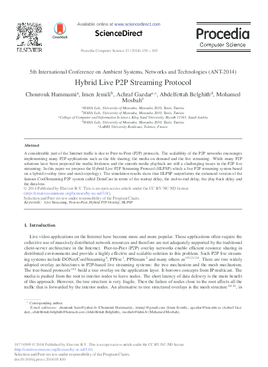 (PDF) Hybrid Live P2P Streaming Protocol