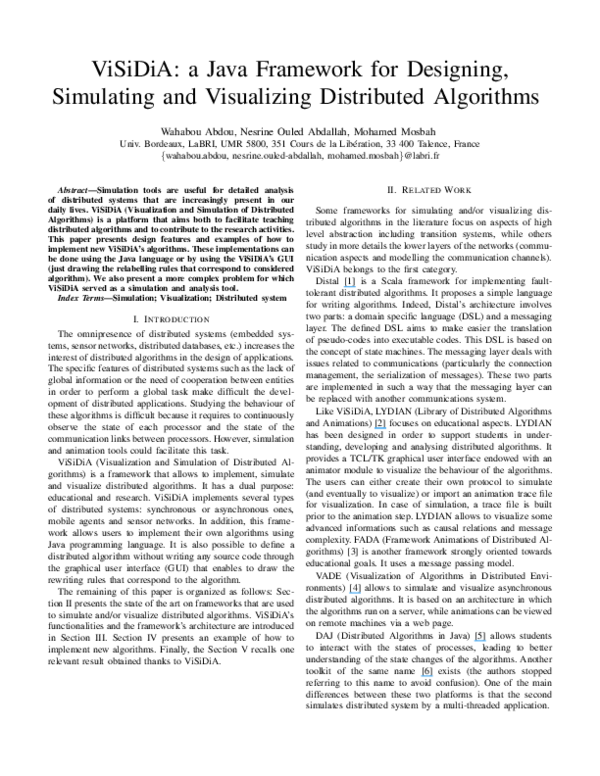 (PDF) ViSiDiA: A Java Framework for Designing, Simulating, and Visualizing Distributed ...