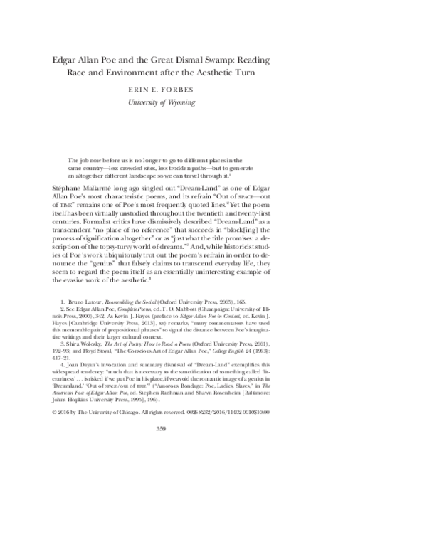 (PDF) Edgar Allan Poe and the Great Dismal Swamp: Reading Race and ...