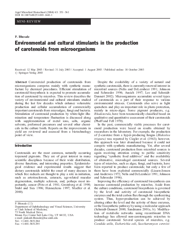 (PDF) MINI-REVIEW Environmental and cultural stimulants in the production of carotenoids from ...