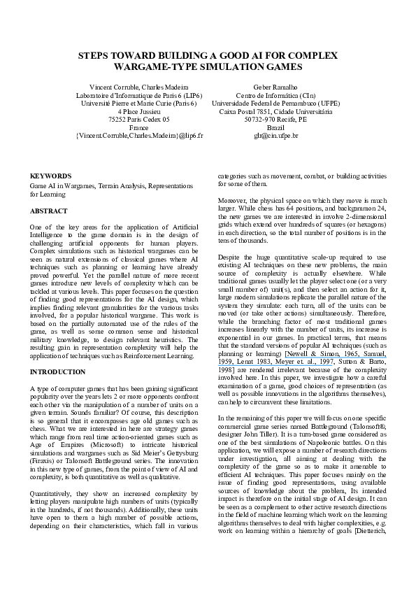 (PDF) Steps toward Building of a Good AI for Complex Wargame-Type ...