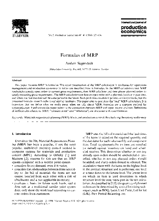 (PDF) Formulas of MRP