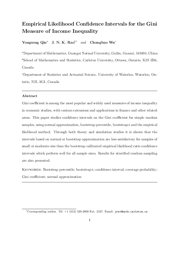 (PDF) Empirical likelihood confidence intervals for adaptive cluster sampling