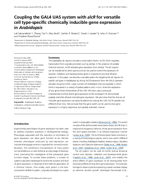 (PDF) Coupling the GAL4 UAS system with alcR for versatile cell type ...
