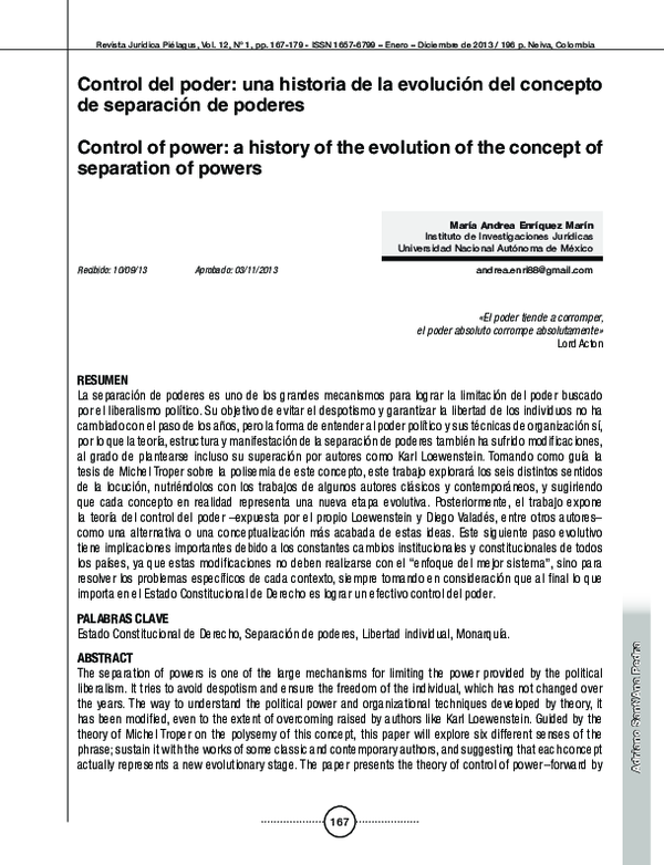 (PDF) Control del poder: una historia de la evolución del concepto de ...