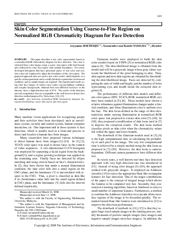 Pdf Skin Color Segmentation Using Coarse To Fine Region On Normalized