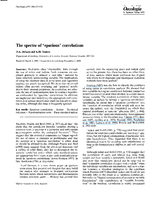 (PDF) The spectre of ?spurious? correlations