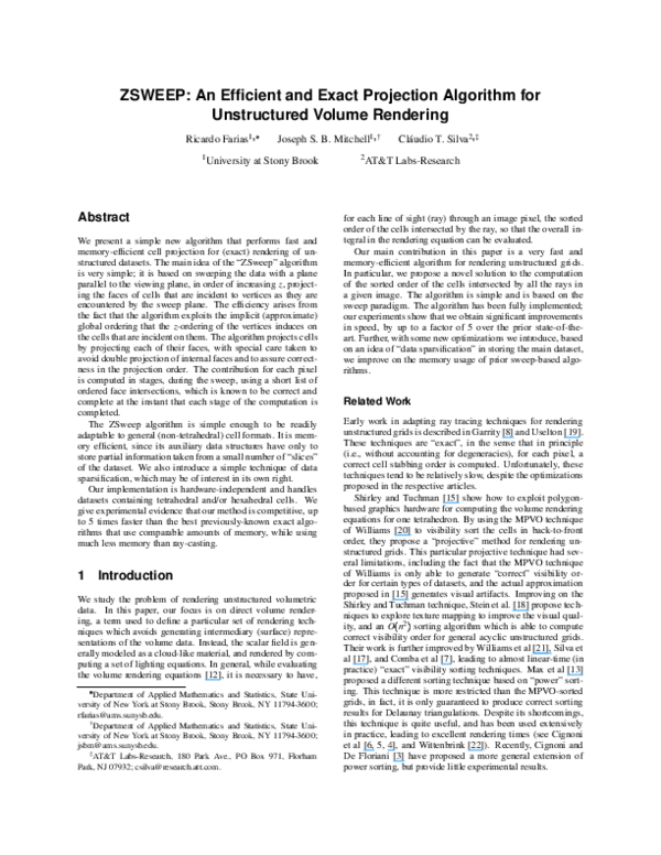 Pdf Zsweep An Efficient And Exact Projection Algorithm For