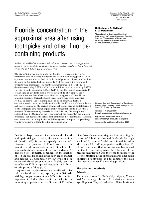 (PDF) Fluoride concentration in the approximal area after using ...