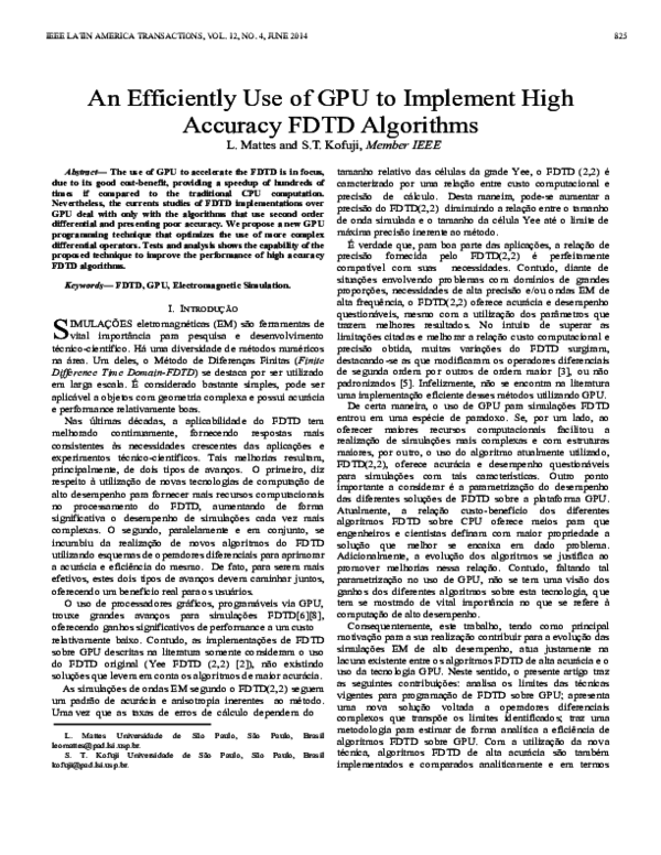 (PDF) The Efficient Use of Graphic Accelerators to Implement High Acc uracy FDTD Algorithms