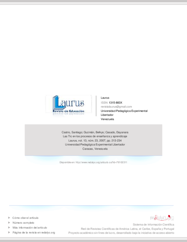 Pdf Las Tic En Los Procesos De Eneseñanza Y Aprendizaje