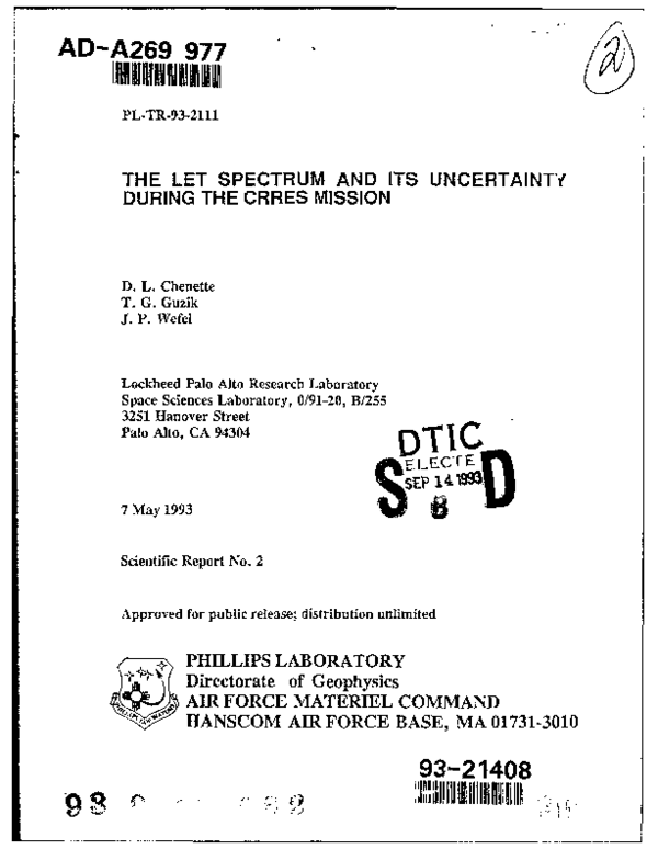 (PDF) The LET spectrum and its uncertainty during the CRRES mission