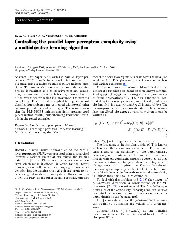 (PDF) Controlling the parallel layer perceptron complexity using a ...