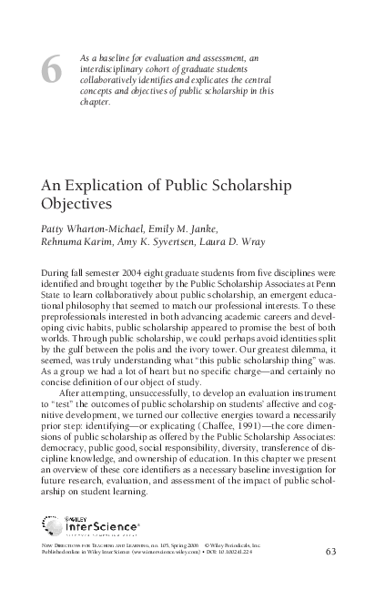 (PDF) An explication of public scholarship objectives