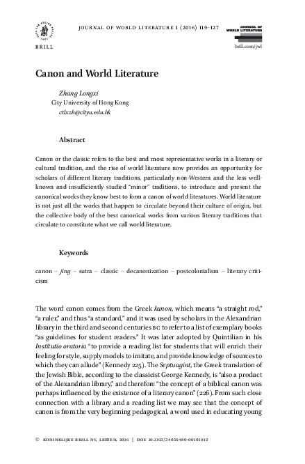 (PDF) Canon and World Literature