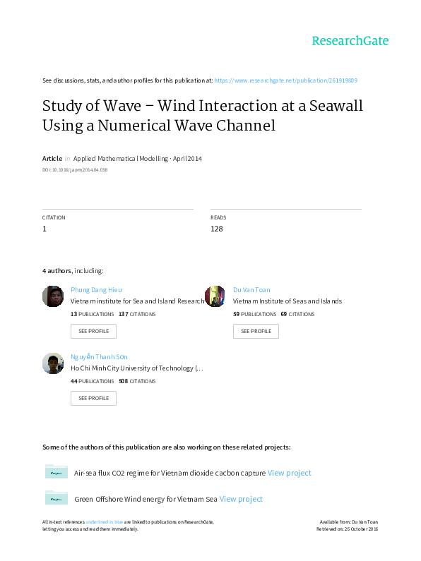 (PDF) Study of Wave – Wind Interaction at a Seawall Using a Numerical ...