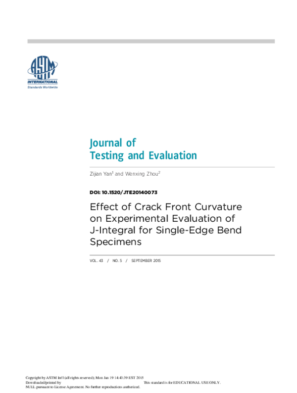 (PDF) Effect of Crack Front Curvature on Experimental Evaluation of J ...