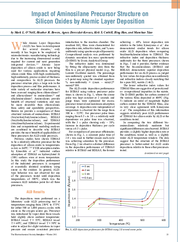 (PDF) !(Si Source)Impact of Aminosilane Precursor Structure on