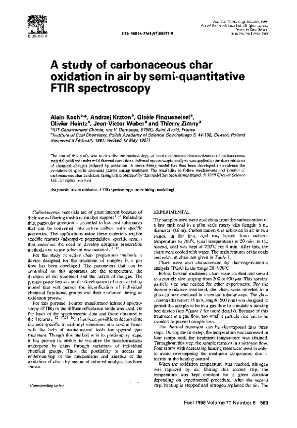 (PDF) A study of carbonaceous char oxidation in air by semi ...