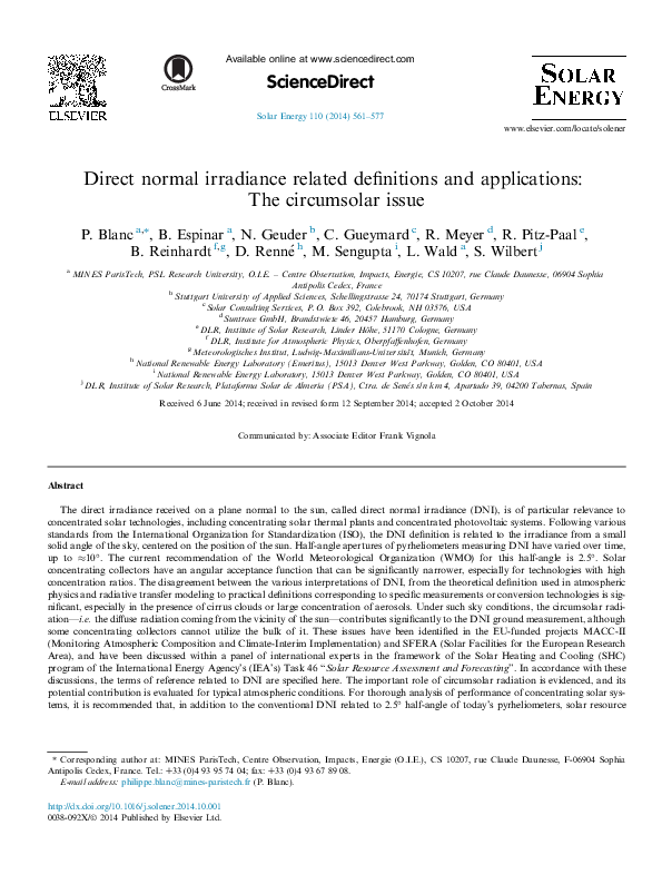 (PDF) Direct normal irradiance related definitions and applications ...
