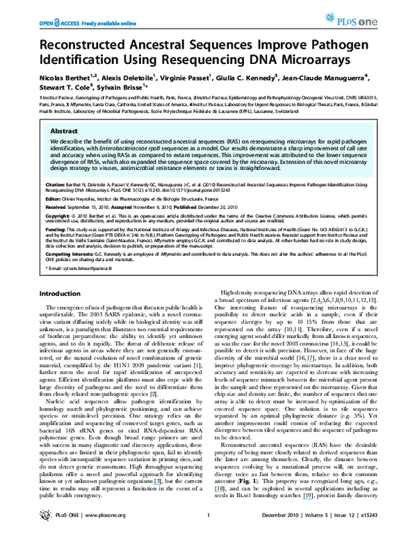 (PDF) Reconstructed Ancestral Sequences Improve Pathogen Identification Using Resequencing DNA ...