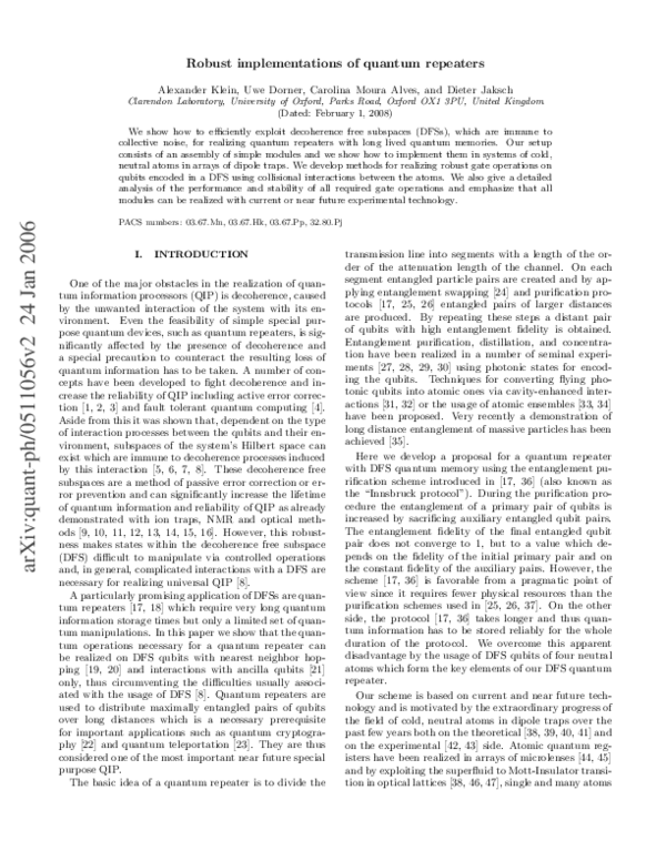 (PDF) Robust implementations of quantum repeaters