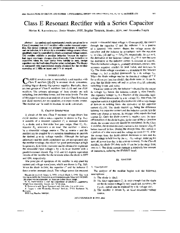 (PDF) Class E resonant rectifier with a series capacitor