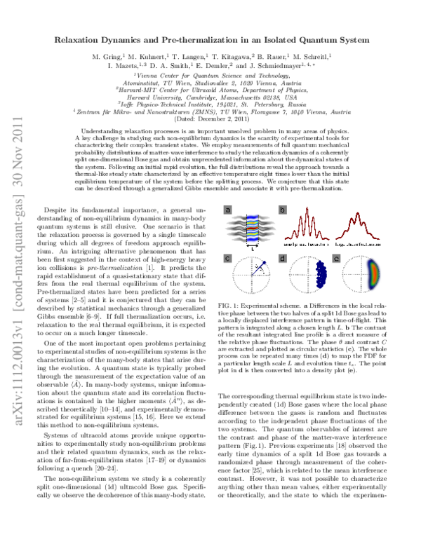 (PDF) Relaxation and prethermalization in an isolated quantum system
