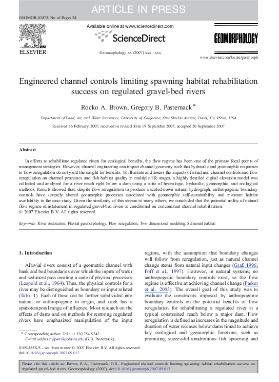 (PDF) Engineered channel controls limiting spawning habitat ...