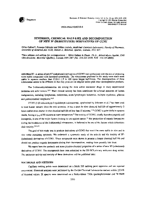 (PDF) Synthesis, chemical half-life and decomposition of new N3 ...