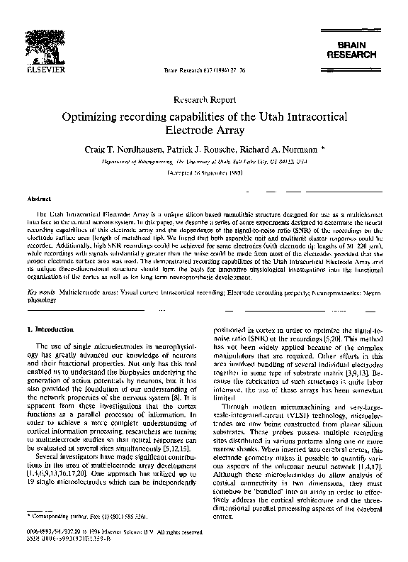 (PDF) Optimizing recording capabilities of the Utah Intracortical ...