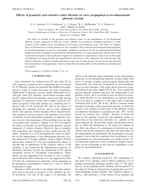 Pdf Two Dimensional Disordered Photonic Crystals With An Average Periodic Lattice Hongqiang