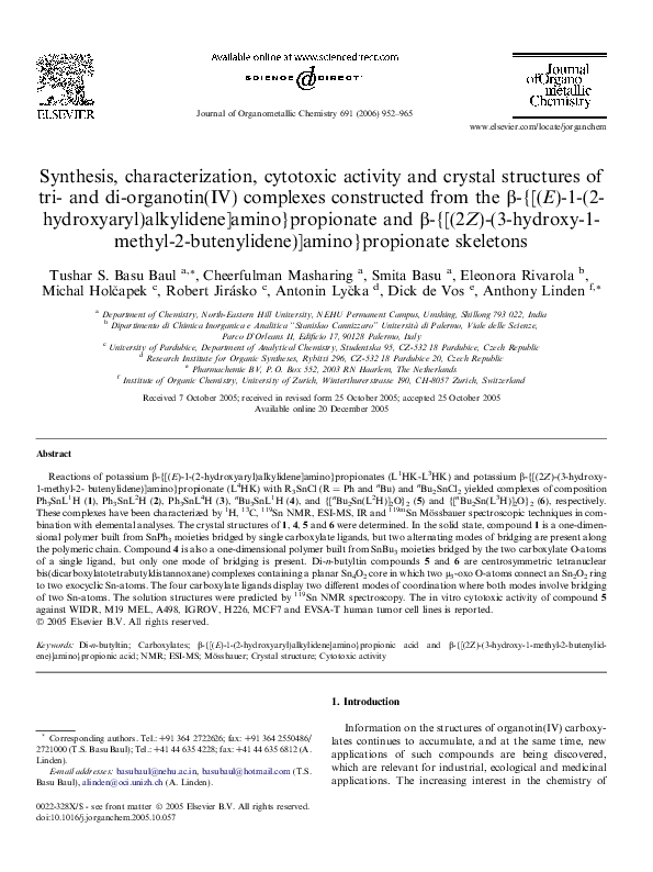 (PDF) Synthesis, characterization, cytotoxic activity, and cellular accumulation of dinuclear ...