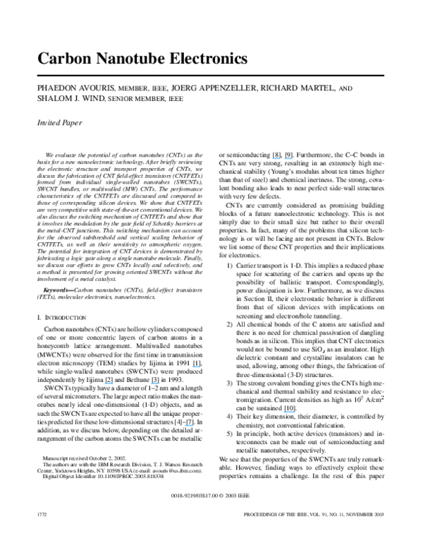 (PDF) Carbon nanotube electronics
