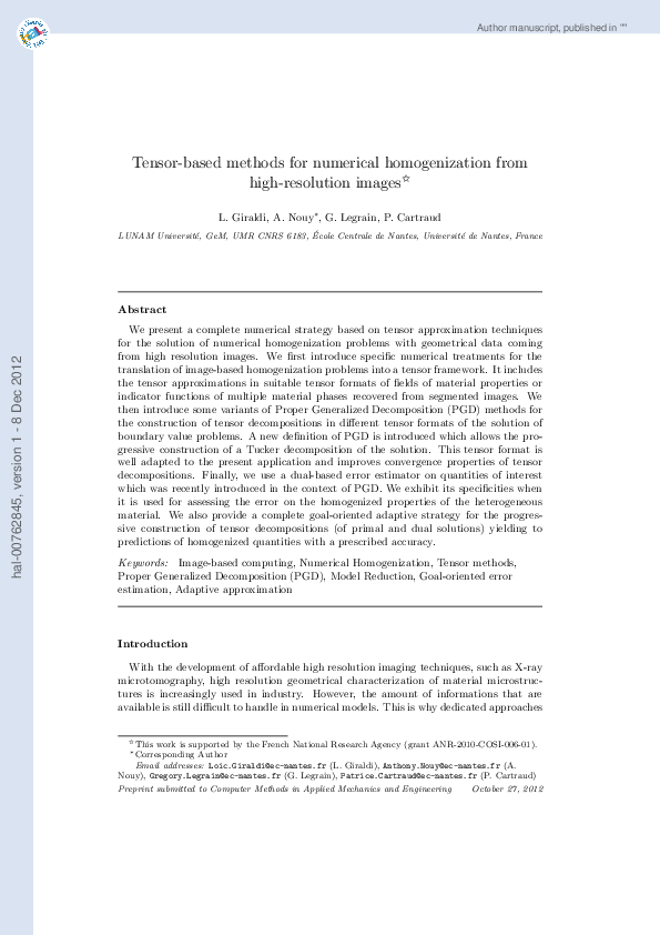(PDF) Tensor-based methods for numerical homogenization from high-resolution images