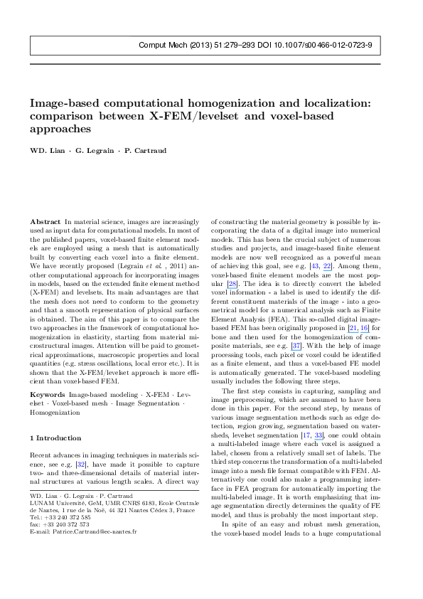 Pdf Image Based Computational Homogenization And Localization
