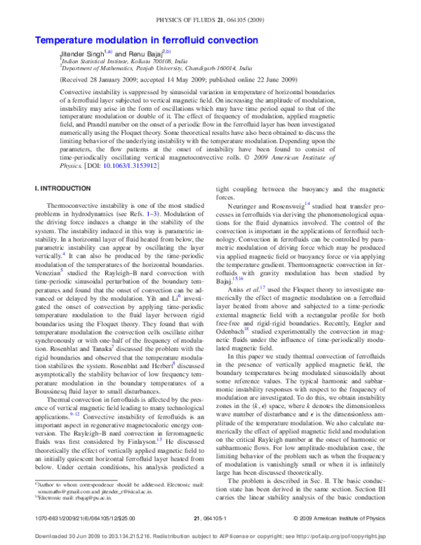 (PDF) Temperature modulation in ferrofluid convection
