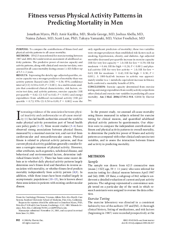 (PDF) Fitness versus Physical Activity Patterns in Predicting Mortality ...