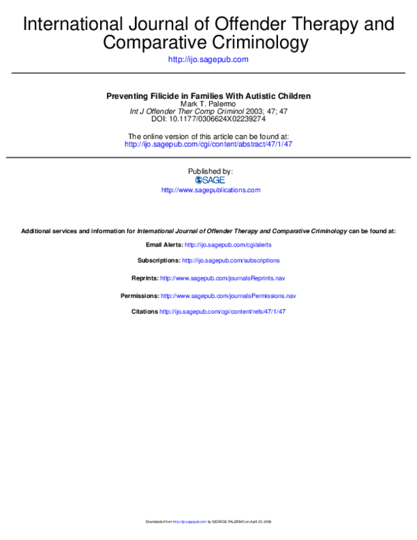 (PDF) Preventing filicide in families with autistic children