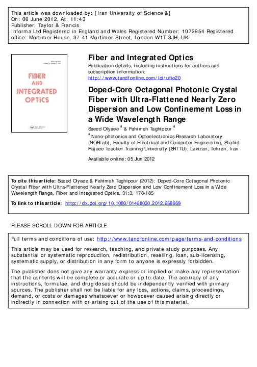 (PDF) Doped-Core Octagonal Photonic Crystal Fiber with Ultra-Flattened ...