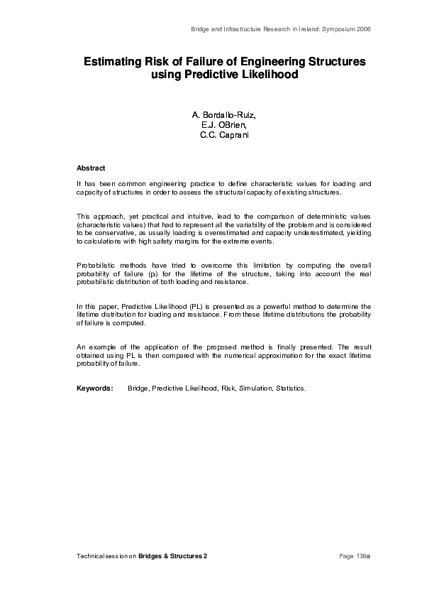 (PDF) Estimating Risk of Failure of Engineering Structures using ...