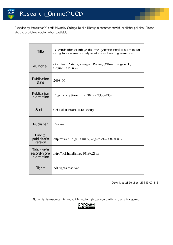 (PDF) Determination of bridge lifetime dynamic amplification factor ...