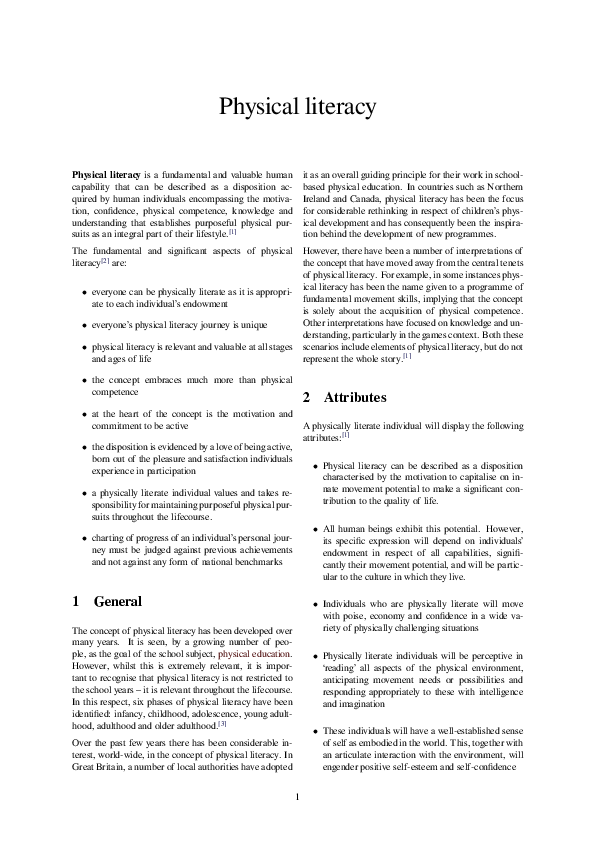 (PDF) Physical literacy