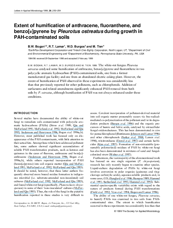 (PDF) Extent of humification of anthracene, fluoranthene, and benzo ...