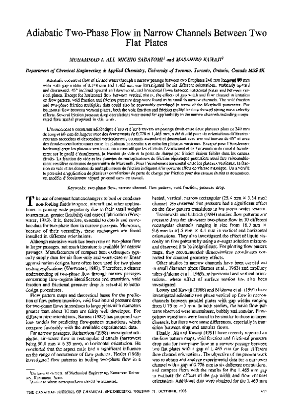 (PDF) Adiabatic two-phase flow in narrow channels between two flat plates
