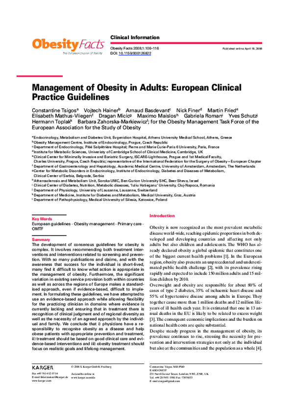(PDF) Management of Obesity in Adults: European Clinical Practice ...