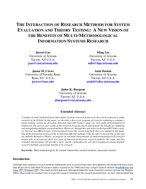 (PDF) The Interaction of Research Methods for System Evaluation and ...