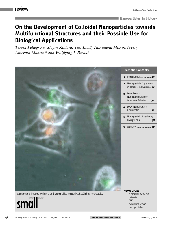 (PDF) On the Development of Colloidal Nanoparticles towards Multifunctional Structures and their ...