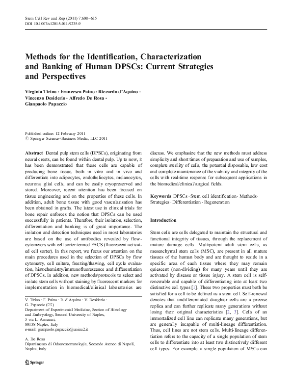 (PDF) Methods for the Identification, Characterization and Banking of ...